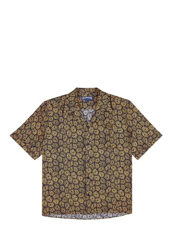 Vilebrequin Linen Flower-print Camp Shirt - Navy