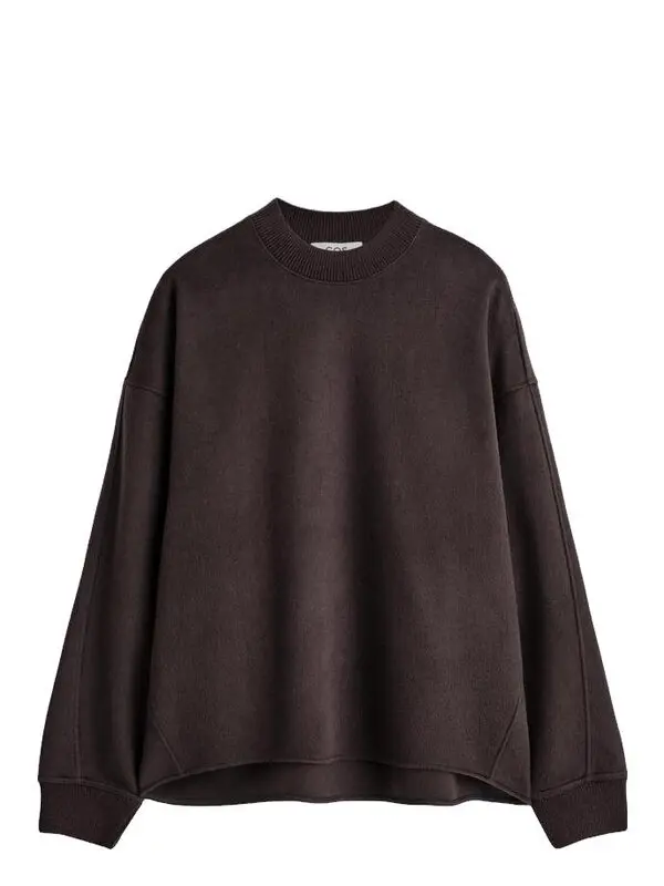 Cos Oversized Merino Wool-blend Jersey Sweater - Brown