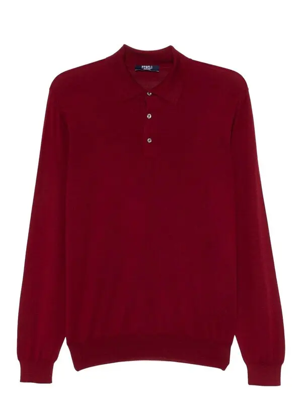 Fedeli Fine-knit Polo Shirt - Red