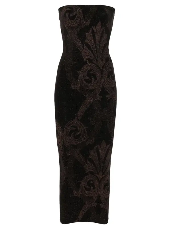 Wolford X Etro Floral-jacquard Metallic Midi Dress - Black