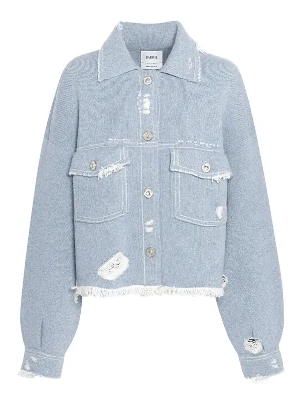 BARRIE Fringed Denim Jacket - Blue