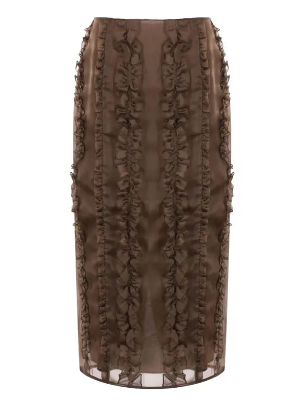 Cecilie Bahnsen Ocean Midi Skirt - Brown