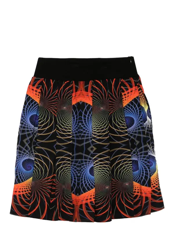 AGNÈS B. Graphic Print Pleated Skirt - Black