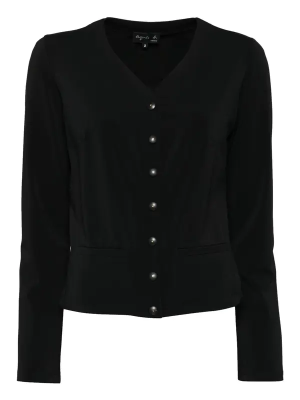 AGNÈS B. V-neck Long-sleeves Cardigan - Black