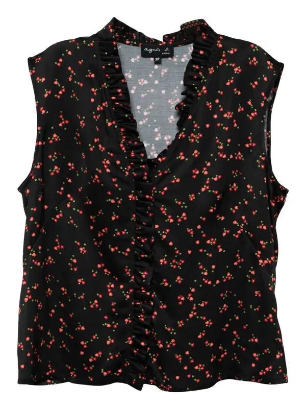 AGNÈS B. Floral-print Tank Top - Black