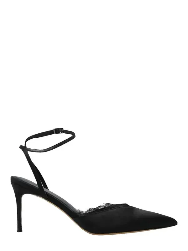 BLACK SUEDE STUDIO Lace Detail Stiletto Pumps - Black