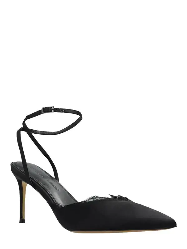 BLACK SUEDE STUDIO Lace Detail Stiletto Pumps - Black