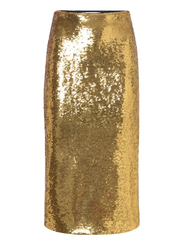 ERMANNO FIRENZE Sequinned Midi Skirt - Gold