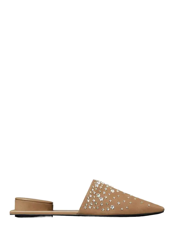 Tory Burch Pierced Crystal Mules - Neutrals