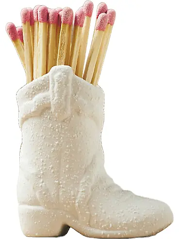 PADDYWAX Nashville Ceramic Cowboy Boot Match Holder - White