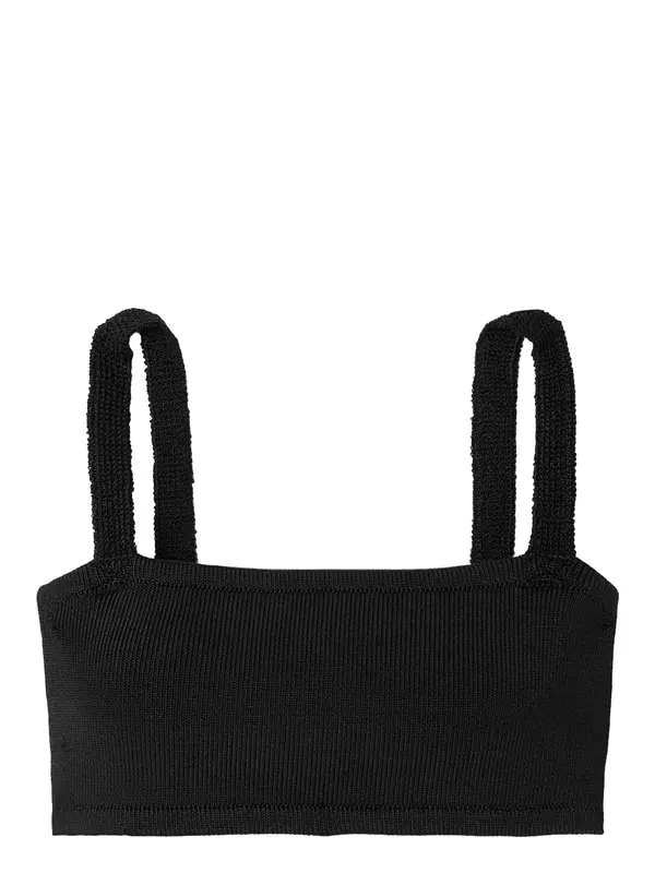 Calle Del Mar Ribbed-knit Bandeau Top - Black