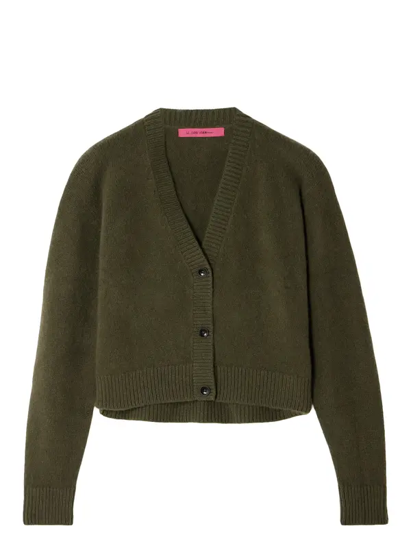 THE ELDER STATESMAN Cashmere Cropped Cardigan - Green