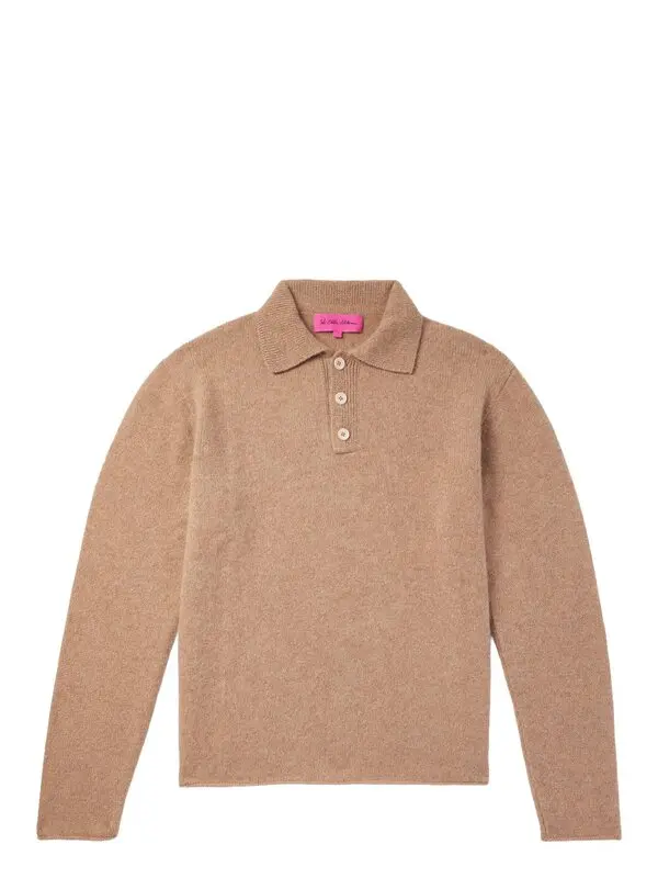 THE ELDER STATESMAN Brushed-cashmere Polo Shirt - Brown