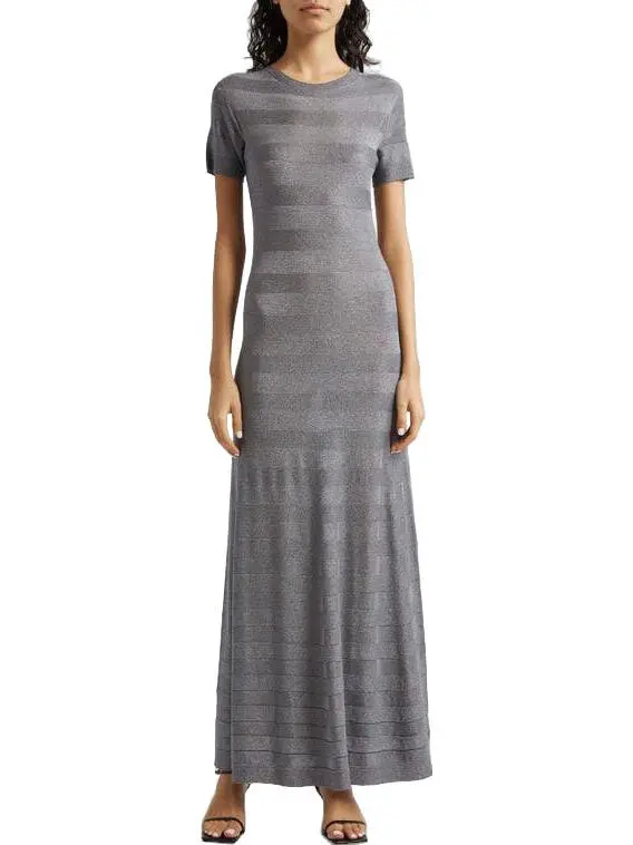 Emporio Armani Stripe Maxi Dress - Solid Light Grey