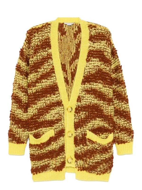 Stella McCartney Tiger-pattern Bouclé Cardigan - Yellow