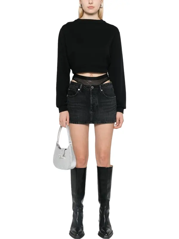 Alexander Wang Crystal Denim Mini Skirt - Black