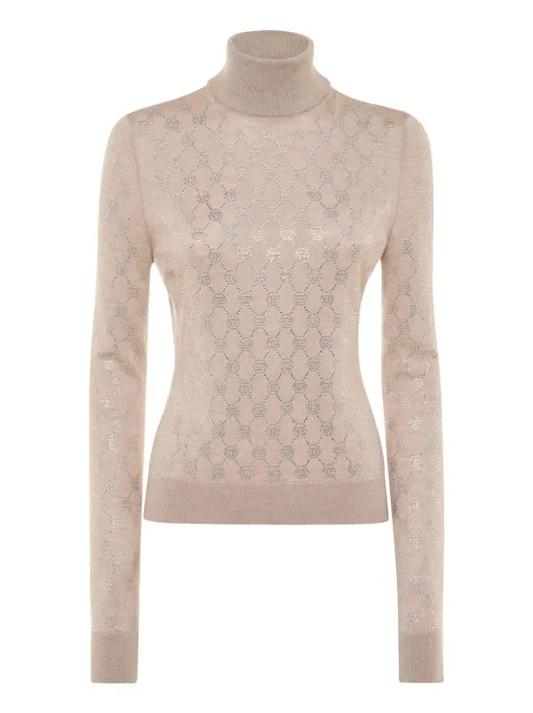 Philipp Plein Monogram Crystal-embellished Sweater - Neutrals