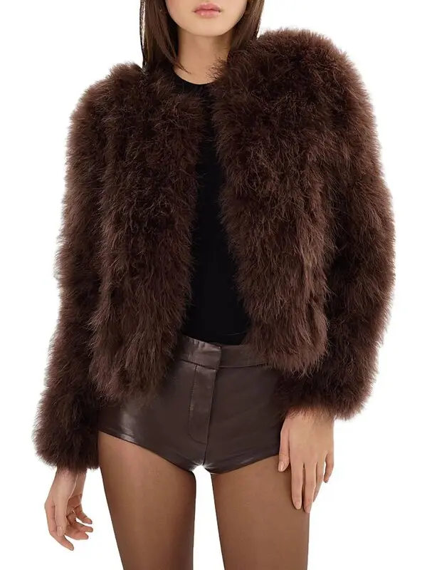 LAMARQUE Deora Feather Jacket - Chocolate