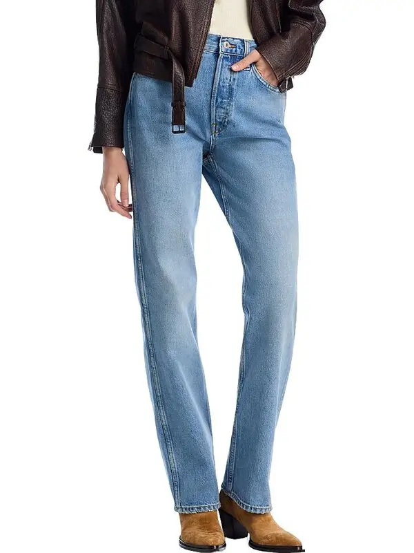RE/DONE 90s Cotton High Rise Loose Wide Leg Jeans - Worn Blue