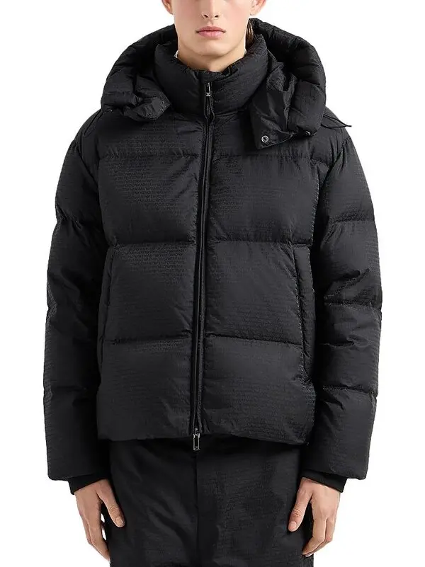 Emporio Armani Puffer Coat With Removable Hood - Solid Black