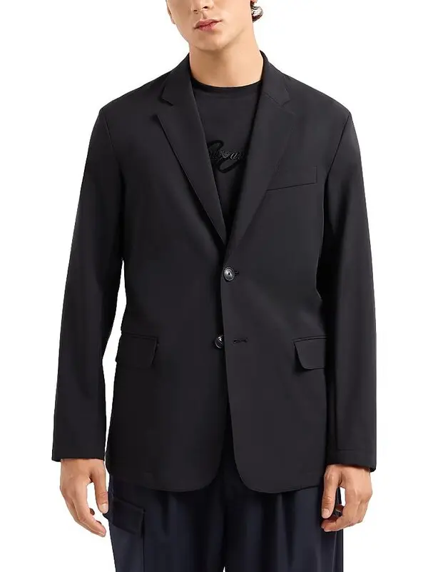 Emporio Armani Notch Lapel Blazer - Solid Black