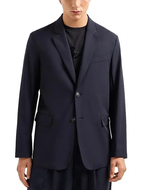 Emporio Armani Notch Lapel Blazer - Solid Blue