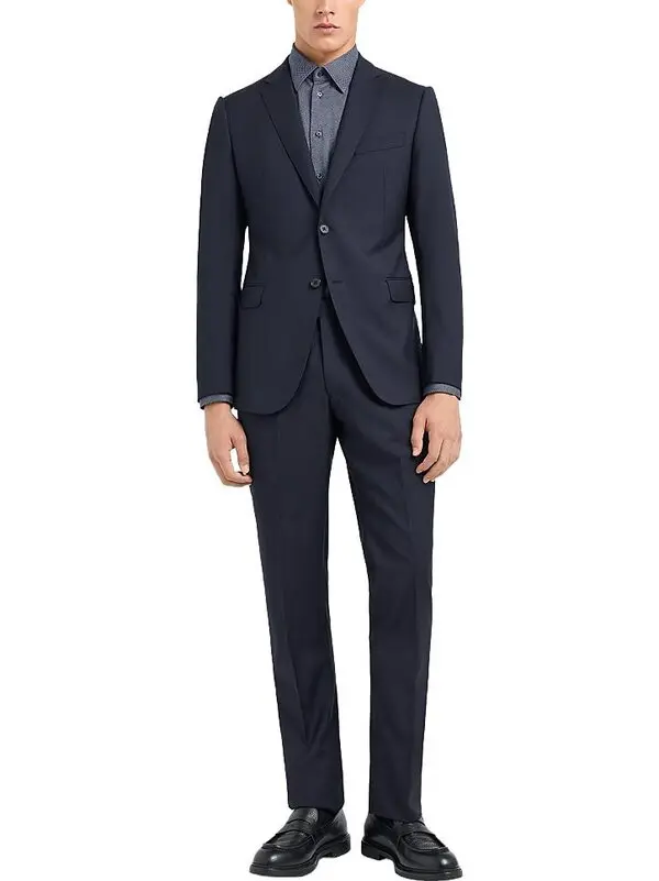 Emporio Armani M Line Slim Fit Micro Stripe Suit - Solid Blue