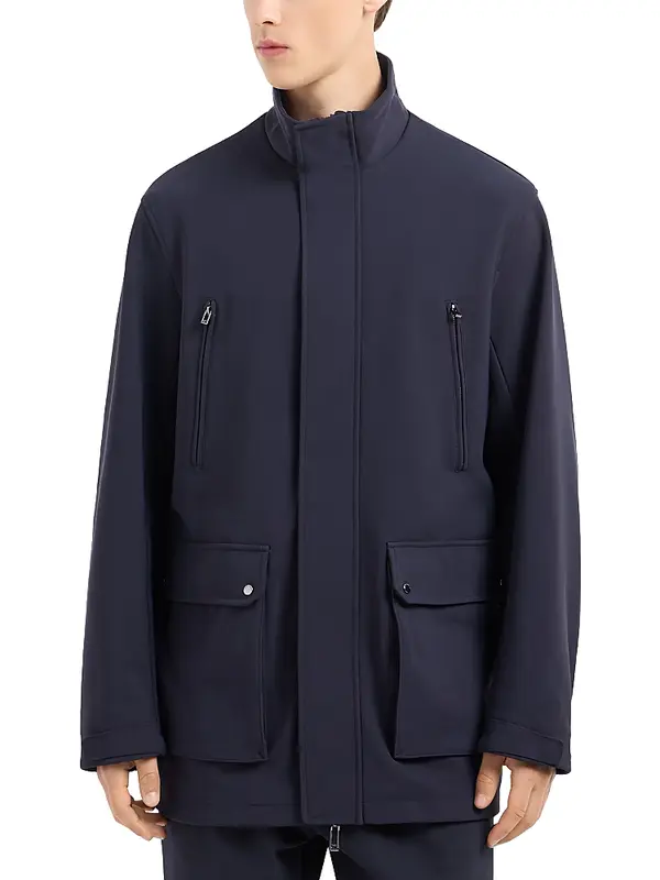 Emporio Armani Tech Double Zipper Jacket - Solid Blue