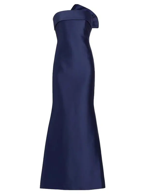 Badgley Mischka Satin Strapless Gown - Navy