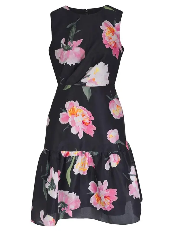 Carolina Herrera Floral-print Silk Dress - Black