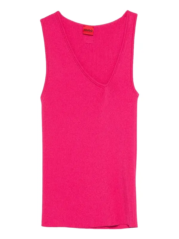 Hugo Sleeveless Asymmetric Knitted Top - Pink