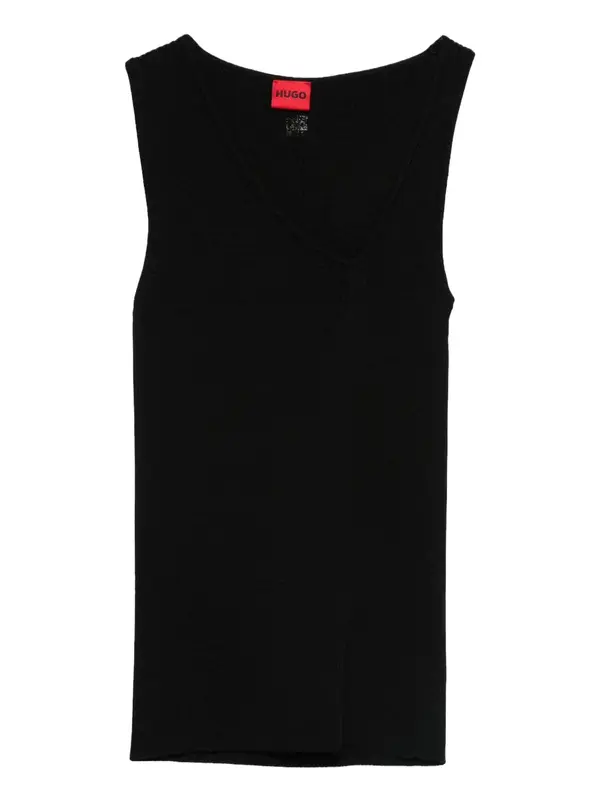 Hugo Sleeveless Asymmetric Knit Top - Black
