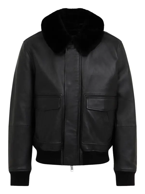 YVES SALOMON Leather Bomber Jacket - Black