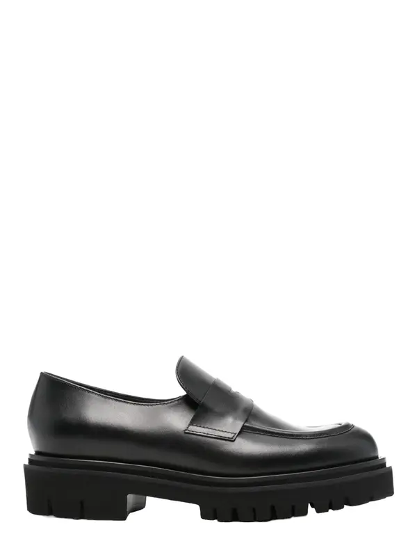ANNA F. Leather Loafers - Black
