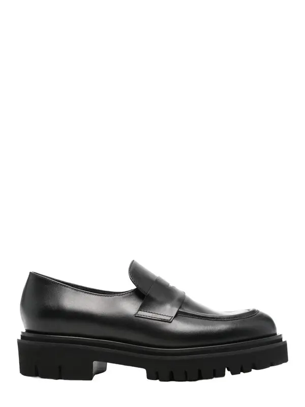 ANNA F. Leather Loafers - Black