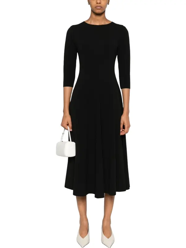 BLANCA VITA Crepe-texture Midi Dress - Black