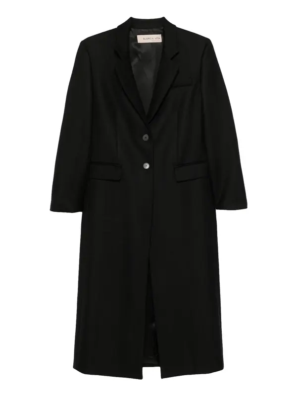 BLANCA VITA Herringbone-pattern Coat - Black