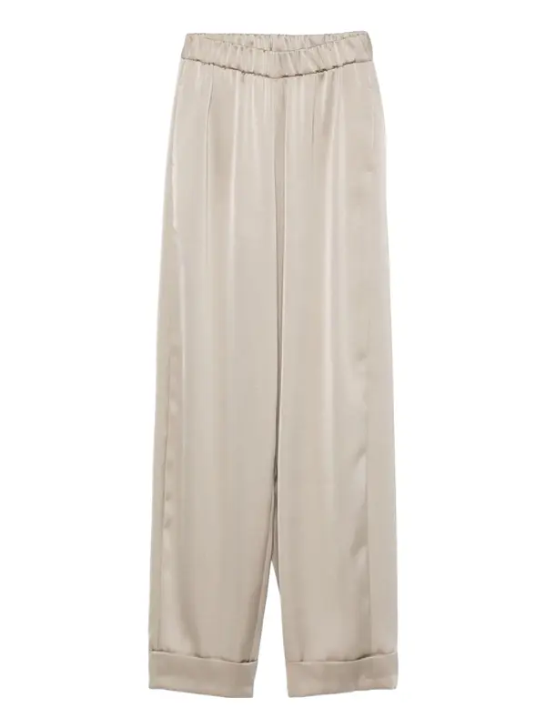 BLANCA VITA Satin Trousers - Neutrals