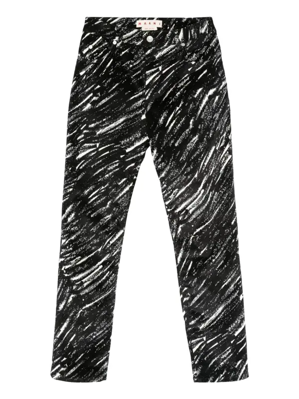 Marni Crayon-printed Trousers - Black