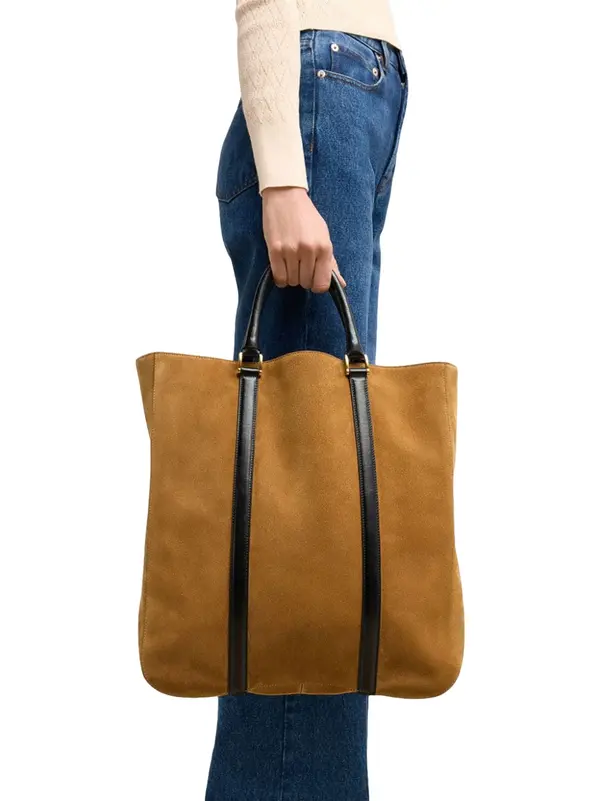 Ami North South Suede Tote Bag - Brown