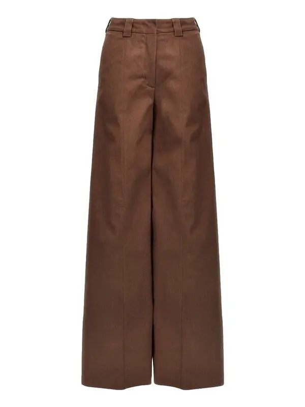THE LATEST Cotton Gabardine Trousers - Brown