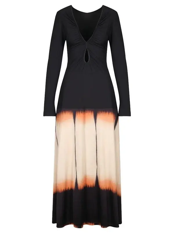 Johanna Ortiz Dibujo Simbolico Ankle Dress - Black And Stripe Dyes