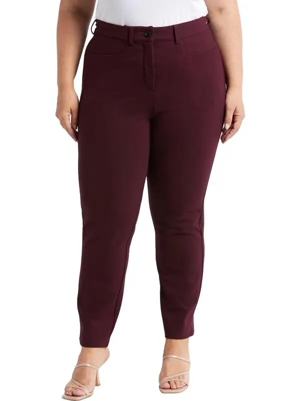 Universal Standard Ponte Cigarette Pants - Black Cherry
