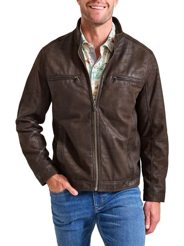 Tommy Bahama Highland Rocker Leather Jacket - Dark Brown