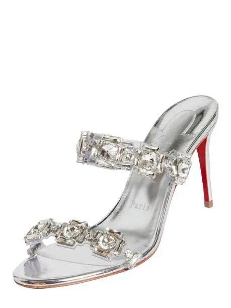 CHRISTIAN LOUBOUTIN Just Jewel Stiletto Sandals - Crystal/ Silver