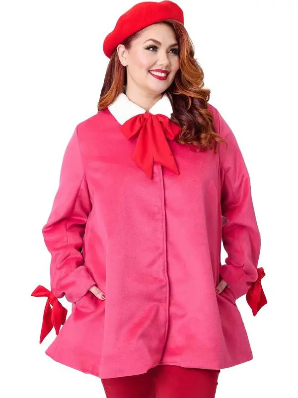 Unique Vintage Bow Topper Coat - Pink W/bows