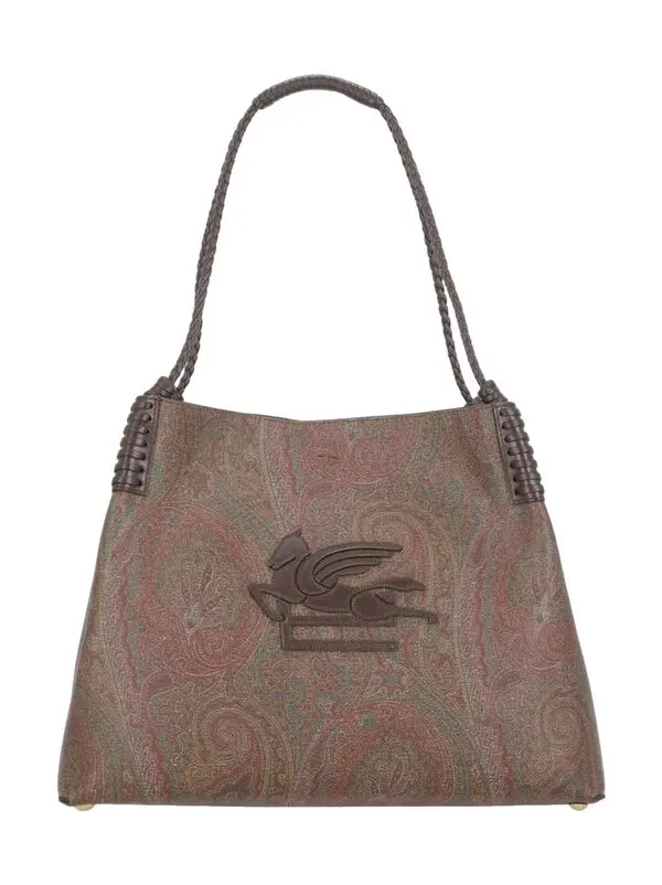 Etro Libra Coated Cotton Paisley Print Tote Bag - Brown