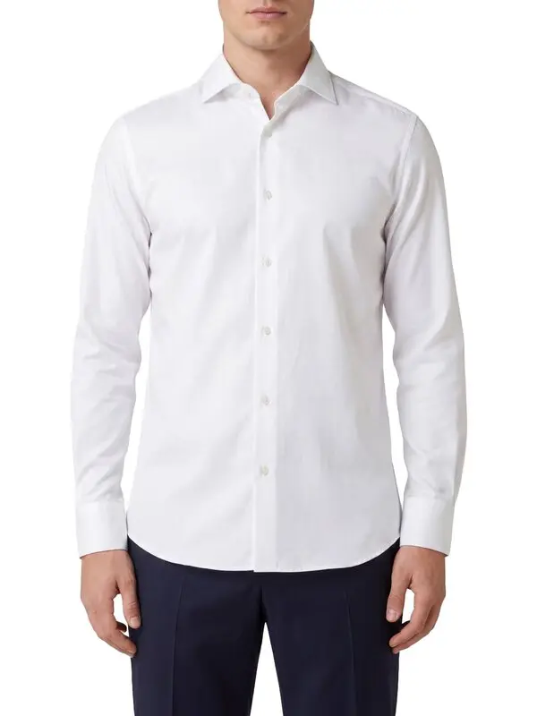 Brunello Cucinelli Cotton French Collar Slim Fit Shirt - White