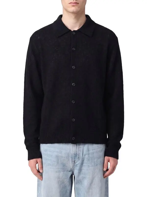 Our Legacy Wool And Alpaca Blend Polo Cardigan - Black