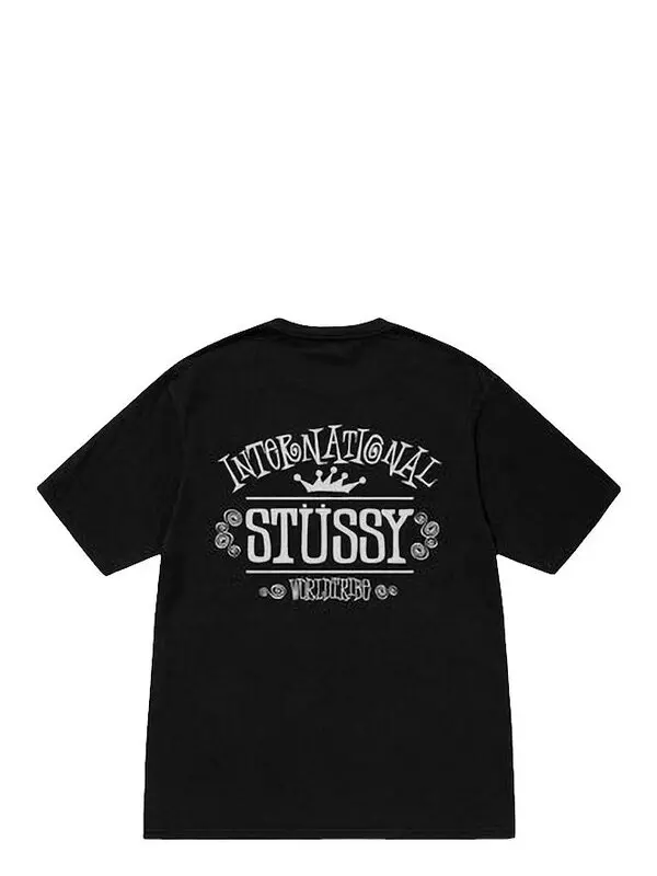 StÜssy Worldwide Pigment Dyed Tee Shirt - Black